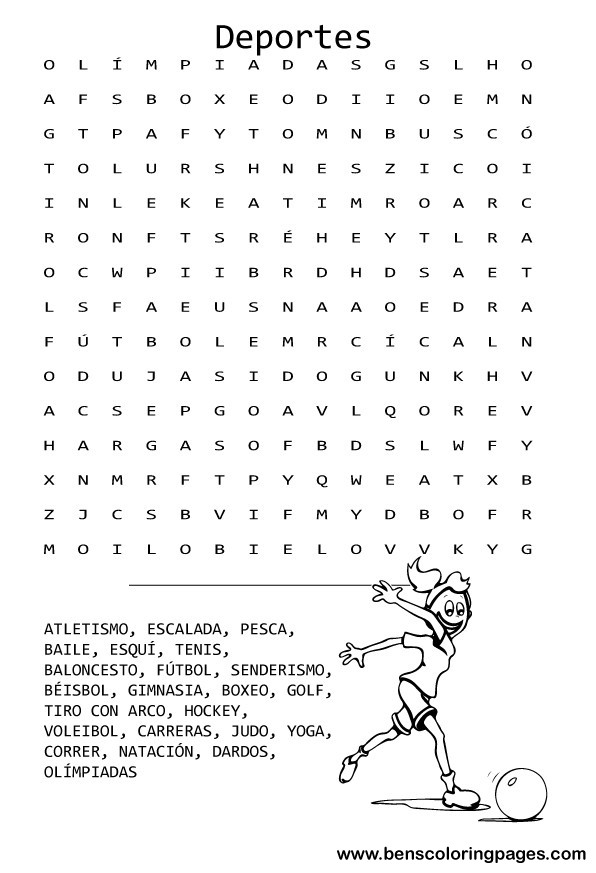 Spanish Sport Games Word Search Spanish Sport Games Word Search