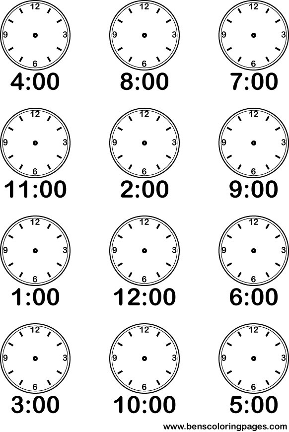 Telling Time Coloring Sheet Coloring Pages