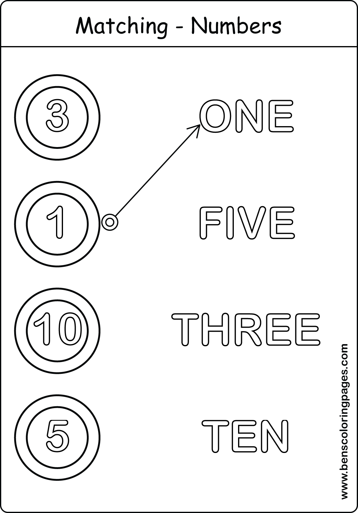 Matching Numbers For Kids Excercise Matching Numbers For Kids Excercise