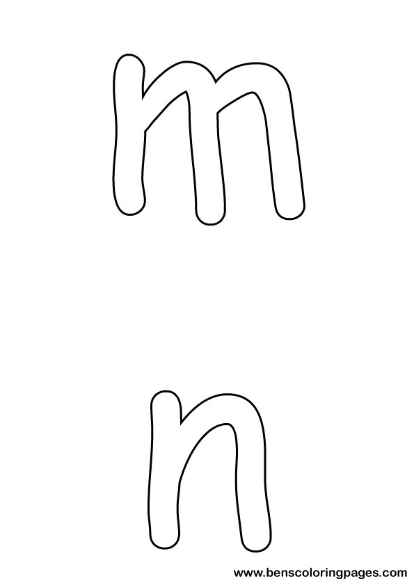 Letters m and n preschool coloring pages