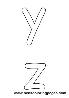 Letters y and z preschool coloring pages